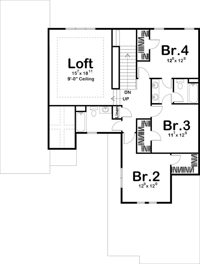 Prairie Home Plan - 4 Bedrms, 3.5 Baths - 2829 Sq Ft - #100-1213