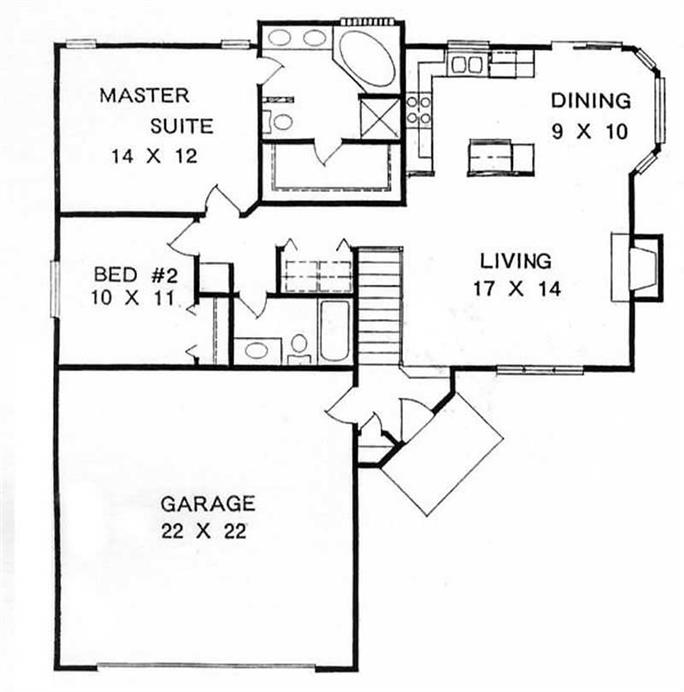 Ranch Home with 2 Bedrooms, 1076 Sq Ft | House Plan #103-1048