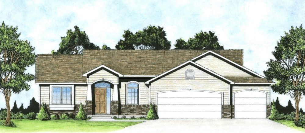 Transitional House - 3 Bedrms, 2 Baths - 1224 Sq Ft - Plan #103-1123