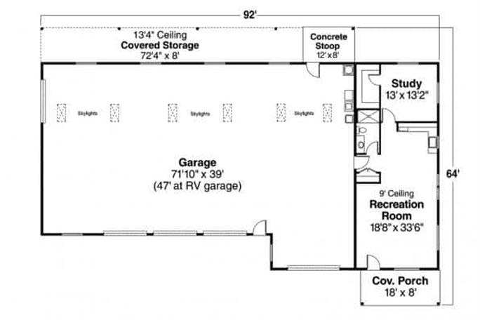 Garage with Space for 8 Cars Plus Rec Room | Floor Plan #108-1026