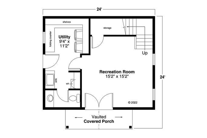 Craftsman Cottage Plan - 0.5 Baths - 480 Sq Ft - #108-2081