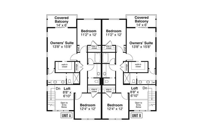 Duplex/Multi-Unit House Plan #108-2125: 6 Bedrooms, 3872 Sq Ft Home