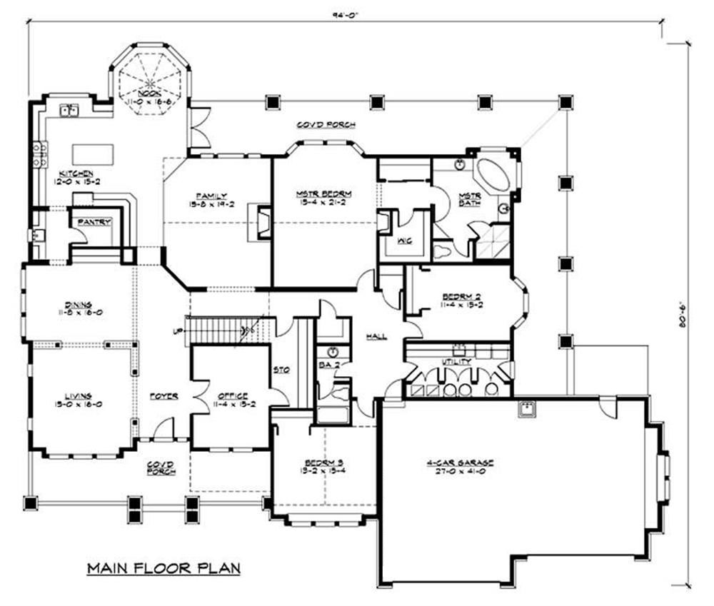Luxury House Plan - 2 Bedrms, 2 Baths - 4000 Sq Ft - #115-1156