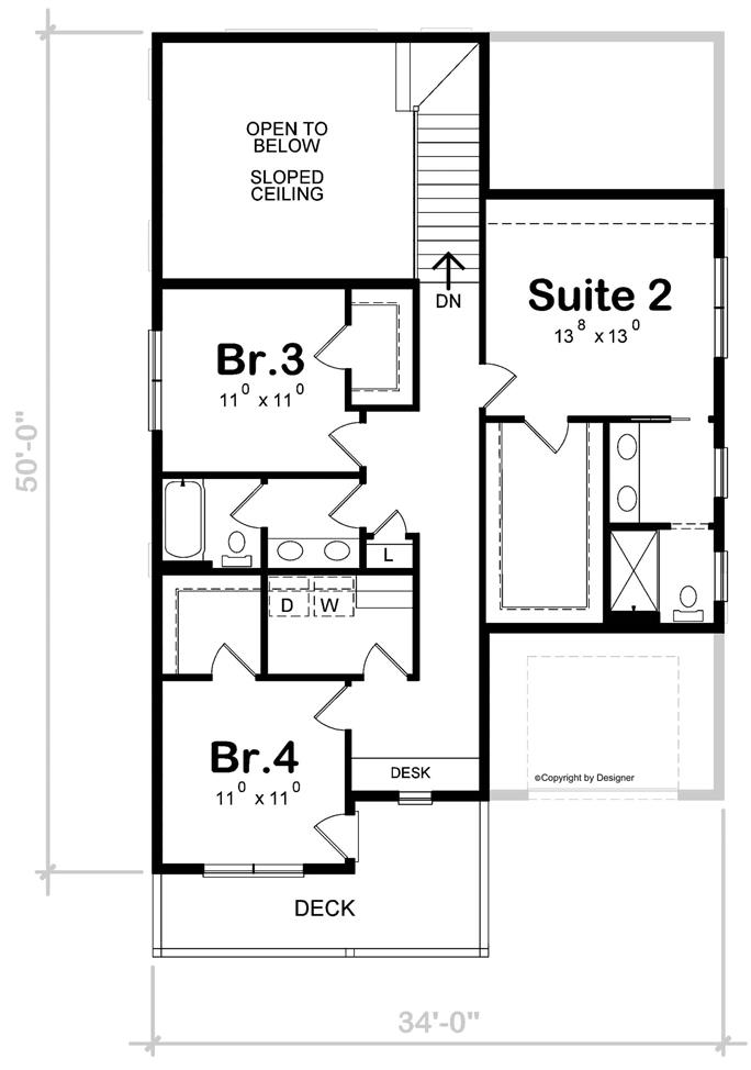 Modern House Plan - 4 Bedrms, 3.5 Baths - 2007 Sq Ft - #120-2751