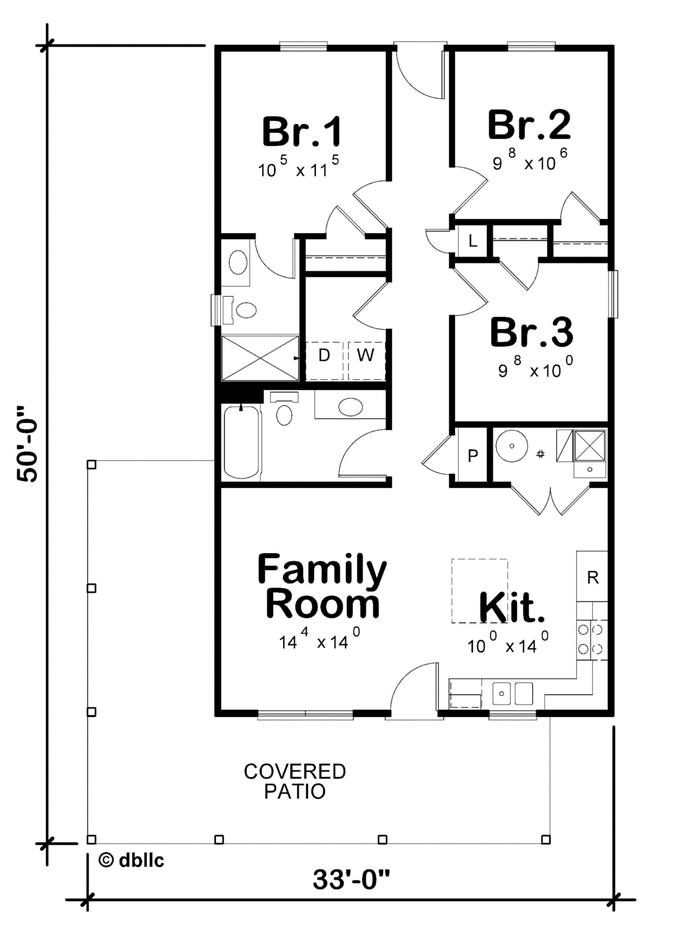 Modern Floor Plan 3 Bedrms 2 Baths 1050 Sq Ft 120 2810