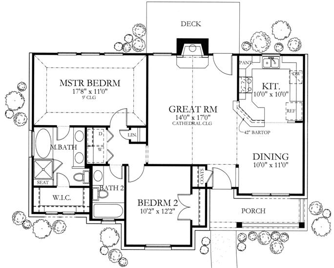 Texas Style Home Plan - 2 Bedrms, 2 Baths - 1092 Sq Ft - #136-1028