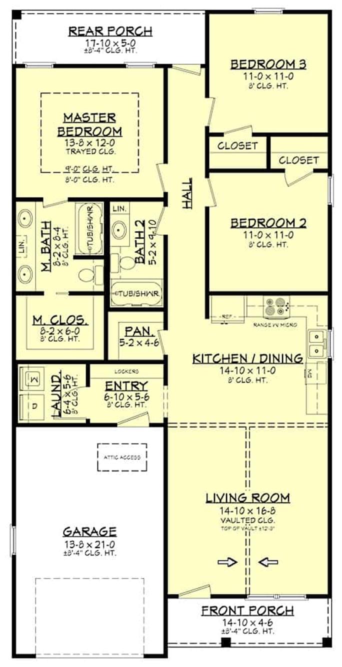 Ranch Floor Plans Narrow Ranch Style Narrow Lot Modern House Plans