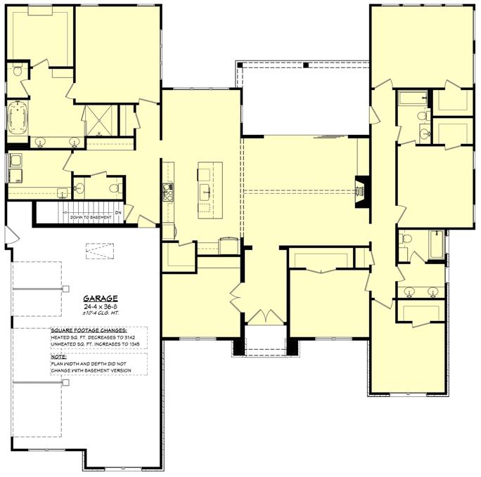 Contemporary Home Plan - 5 Bedrms, 3.5 Baths - 3152 Sq Ft - #142-1440