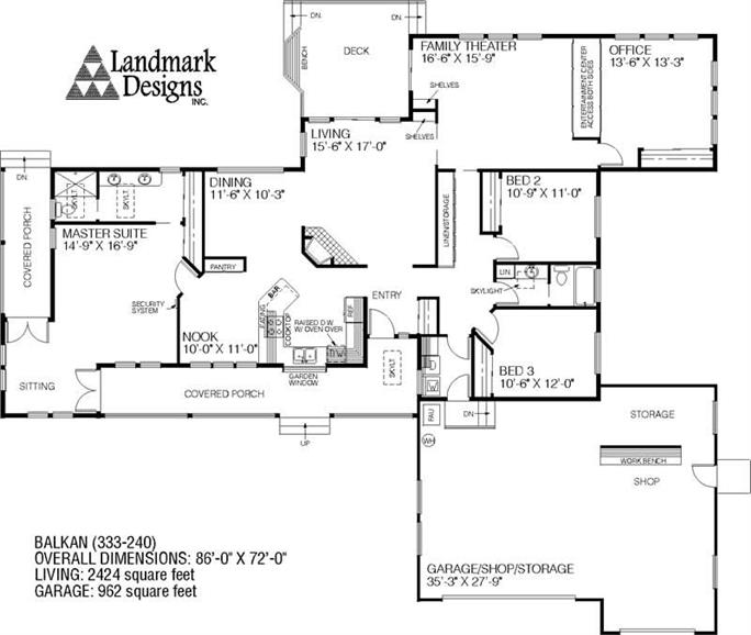 Country House Plan - 4 Bedrms, 2 Baths - 2424 Sq Ft - #145-1105