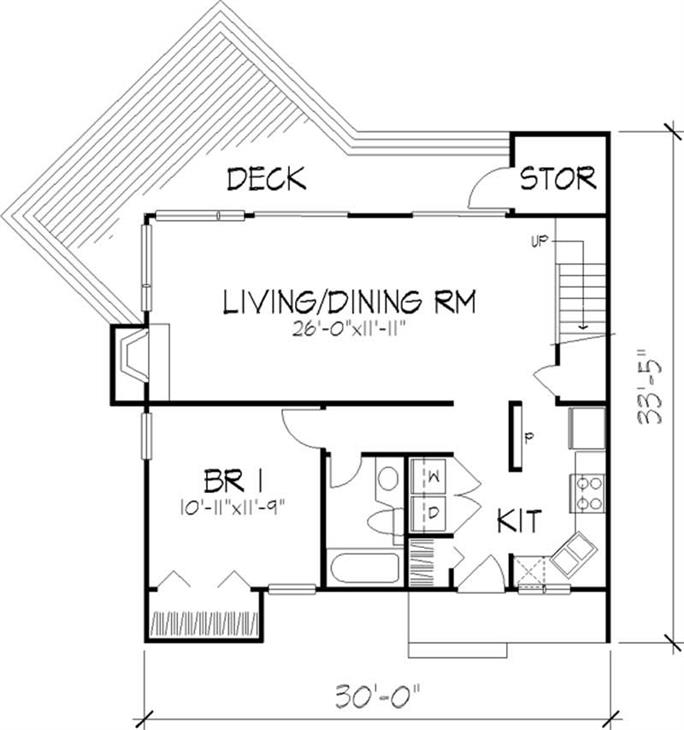 A Frame Home Plan - 2 Bedrms, 1.5 Baths - 1039 Sq Ft - #146-2731