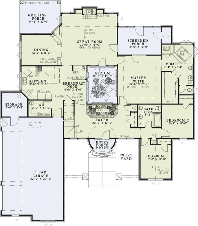 Center Atrium House Plans