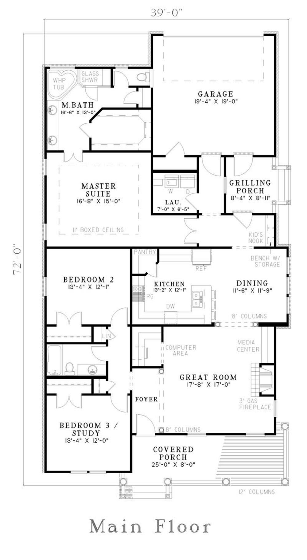 Southern, Traditional House Plans - Home Design ndg-317 # 3499