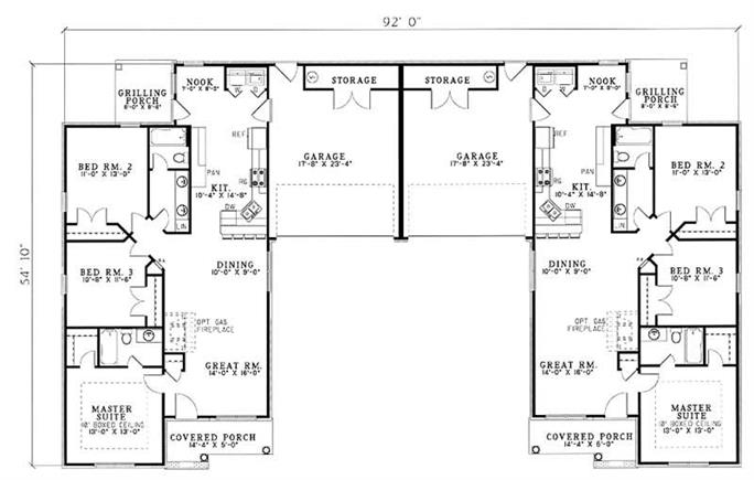 Traditional, Multi-Unit House Plans - Home Design Centre Grove Circle ...