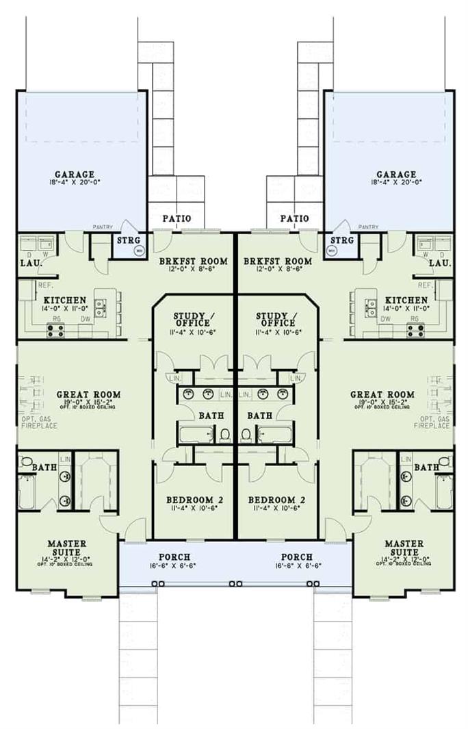 Multi-Unit Plan #153-1544: 3 Bedrm, 1513 Sq Ft Per Unit Home