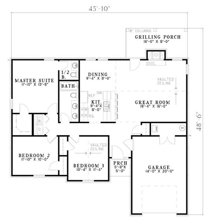Small, Country, Traditional, Ranch House Plans - Home Design NDG-685 # 8234