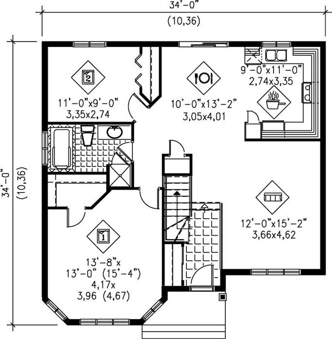 Small, Traditional, Bungalow House Plans - Home Design PI-10748 # 12754