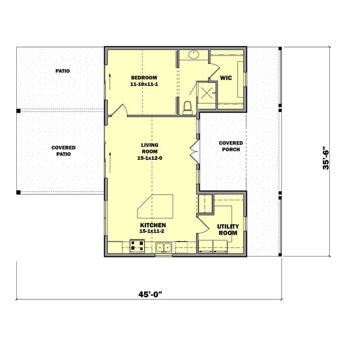 Open Floor Plan House Plans 1 Bed House Plan 854 Langston, Farmhouse