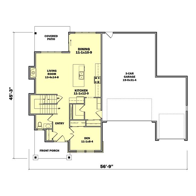 Contemporary Home Plan - 3 Bedrms, 2.5 Baths - 1967 Sq Ft - #161-1193