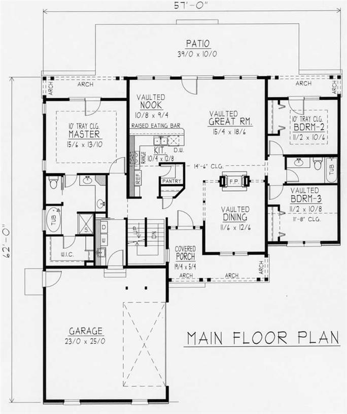 Country, European, Ranch House Plans - Home Design RDI-2166R1-B # 19540