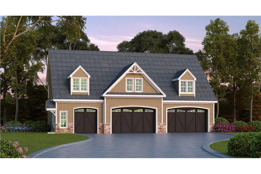 3-Car Garage Plan with 2193 Sq Ft Office Above - #163-1090