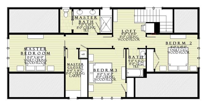 Craftsman Bungalow Floor Plan - 4 Bed, 3.5 Bath, 4026 Sq Ft, #168-1145