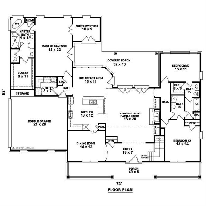 Southern House Plan - 3 Bedrms, 3 Baths - 2600 Sq Ft - #170-1092