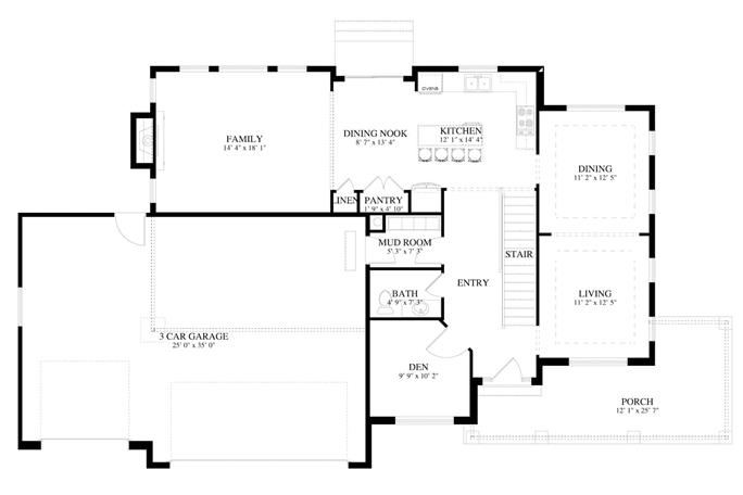 Contemporary Home Plan - 4 Bedrms, 2.5 Baths - 2857 Sq Ft - #187-1198