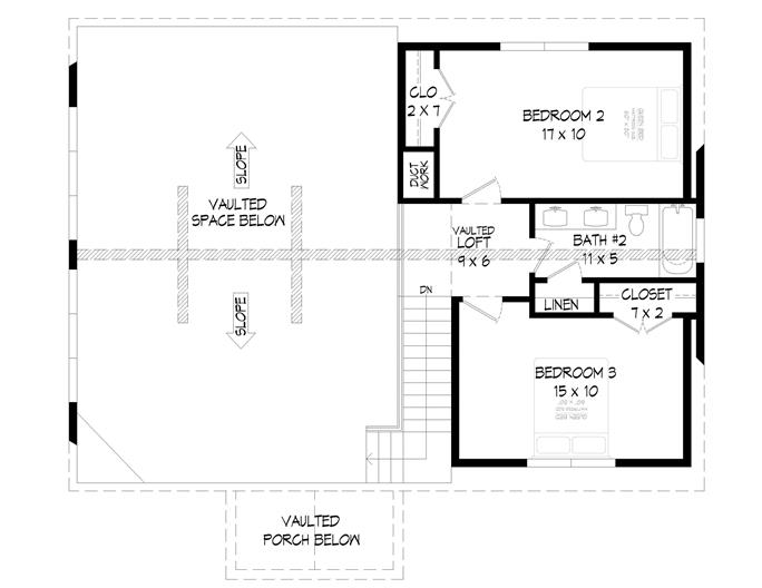 Vacation Cabin Plan - 3-5 Bed, 2.5-3.5 Bath, 1952 Sq Ft - #196-1289