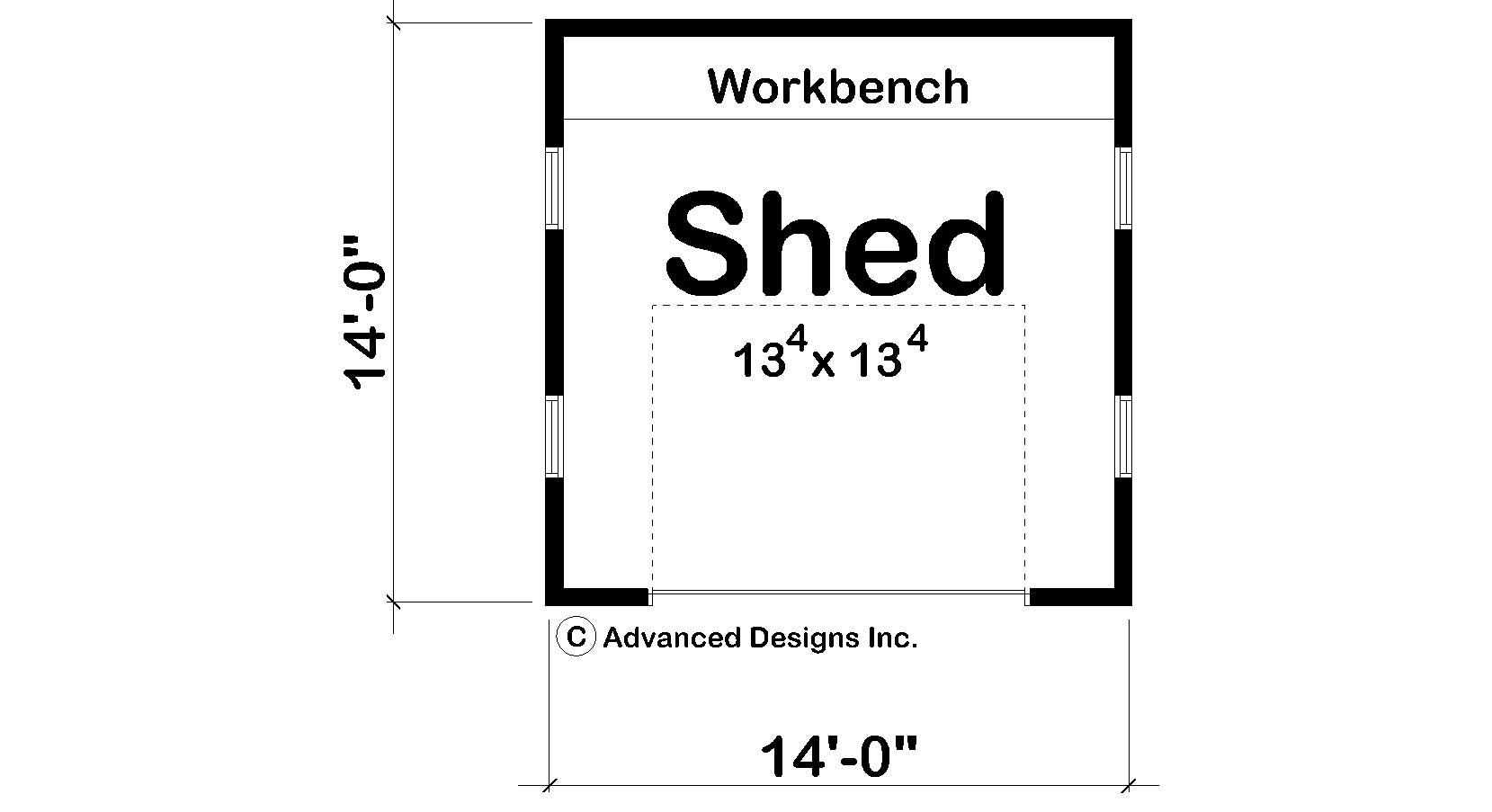Workshop or Garden Shed Plan - 170 Sq Ft - Floor Plan #100-1130