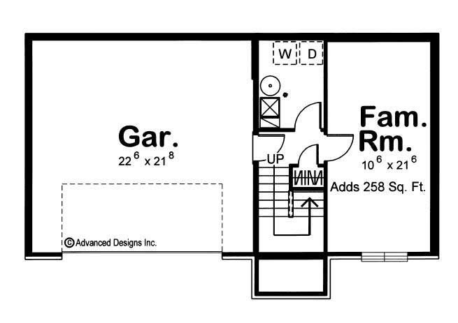 Multi-Level - Small Home with 3 Bedrooms, 1096 Sq Ft | Floor Plan #100-1191