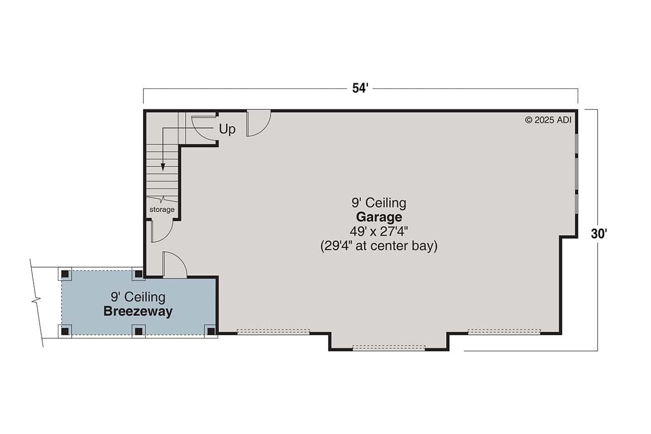 Garage with 3 Car, 0 Bedroom, 1455 Sq Ft | Floor Plan #108-1023