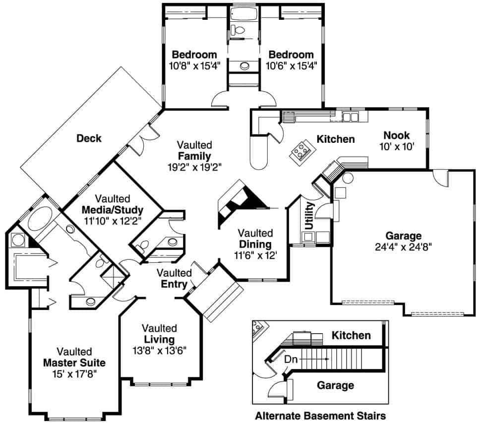 Ranch - Transitional Home with 3 Bdrms, 2630 Sq Ft | Floor Plan #108-1388