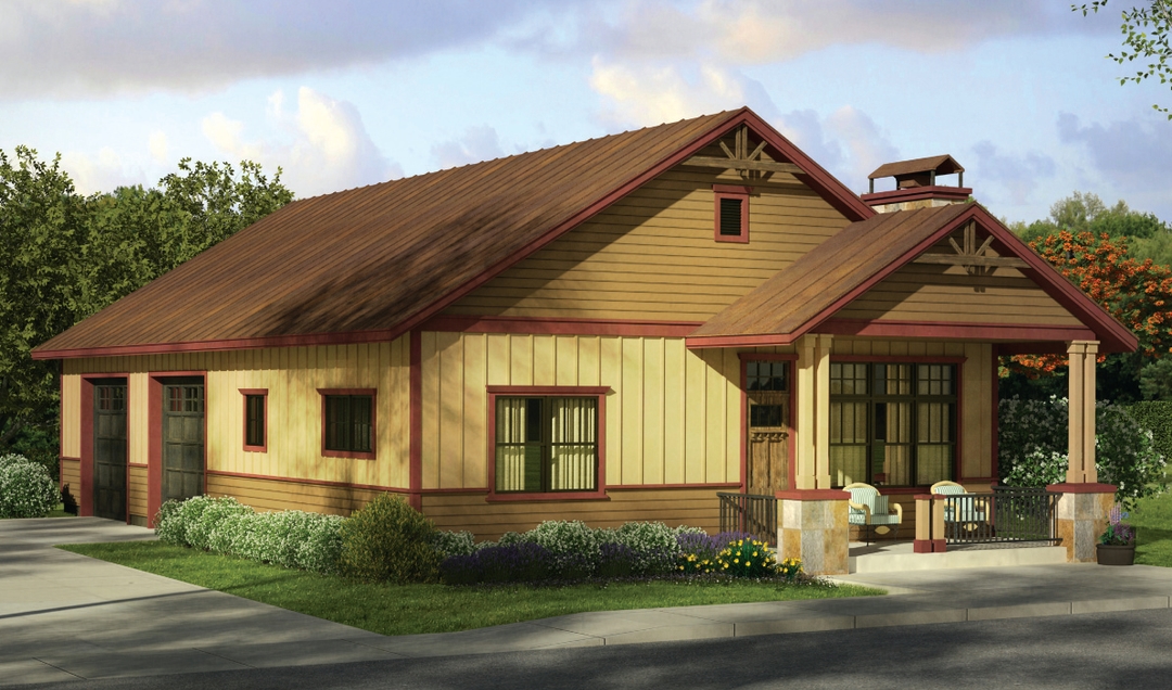 Garage w/Apartments with 2-Car, 1 Bedrm, 765 Sq Ft | Plan #198-1175