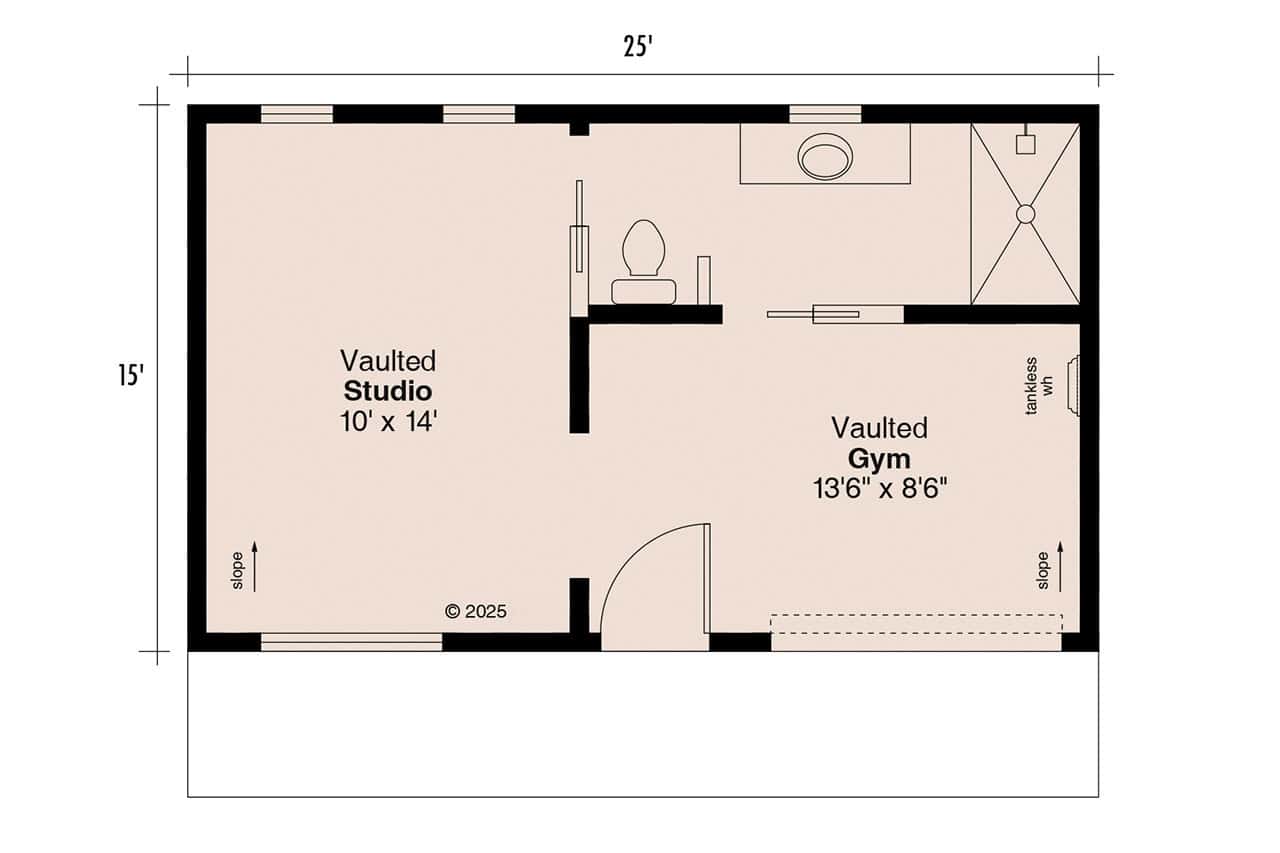 Studio Modern Style Plan, 375 Sq Ft | Plan #108-2151