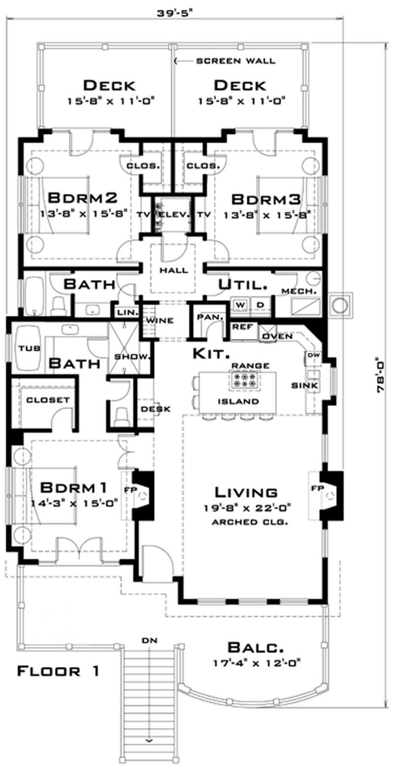 Beachfront House Plans - Home Design DT-0035 # 9967