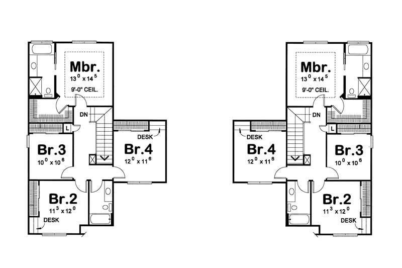 Multi-Unit House Plan #120-1596: 4 Bedrm, 1901 Sq Ft Per Unit Home