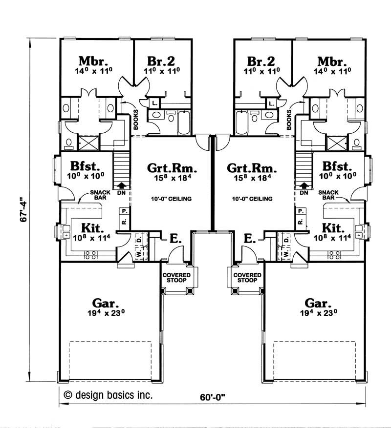 Multi-Family Plan #120-1892 : 2 Bedroom, 1218 Sq Ft Multi-Unit - Ranch ...
