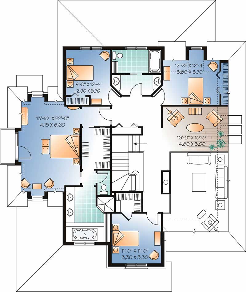 Country, Traditional, European House Plans - Home Design DD-3849 # 11442