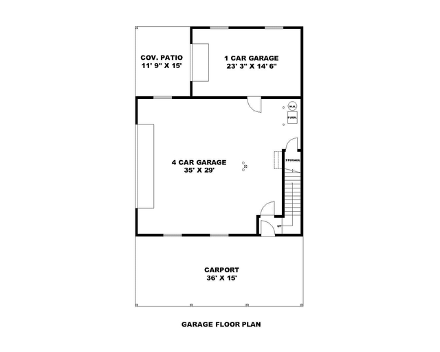 Garage with 5-Car, 1335 Sq Ft | Plan #132-1786