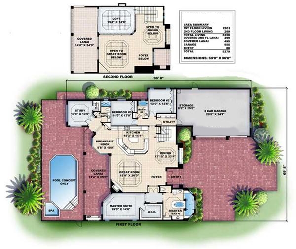 Mediterranean House Plans - Florida Home Design WDGG2-3250-G # 13295