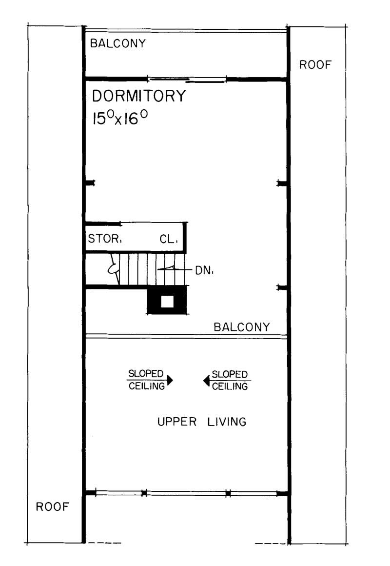 2 Story 2 Bedroom A-Frame House Plan - 1076 Sq Ft, 1 Bath