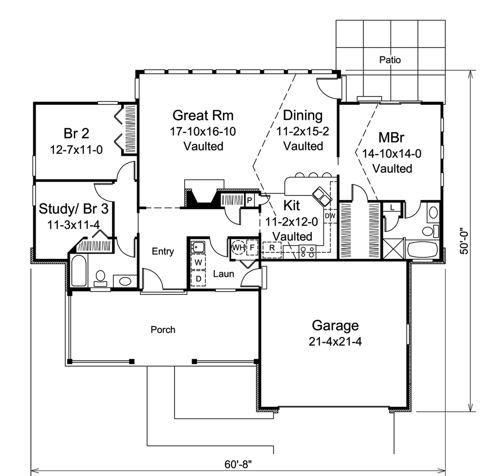 Ranch House Plan #138-1273: 3 Bedrm, 1663 Sq Ft Home | ThePlanCollection