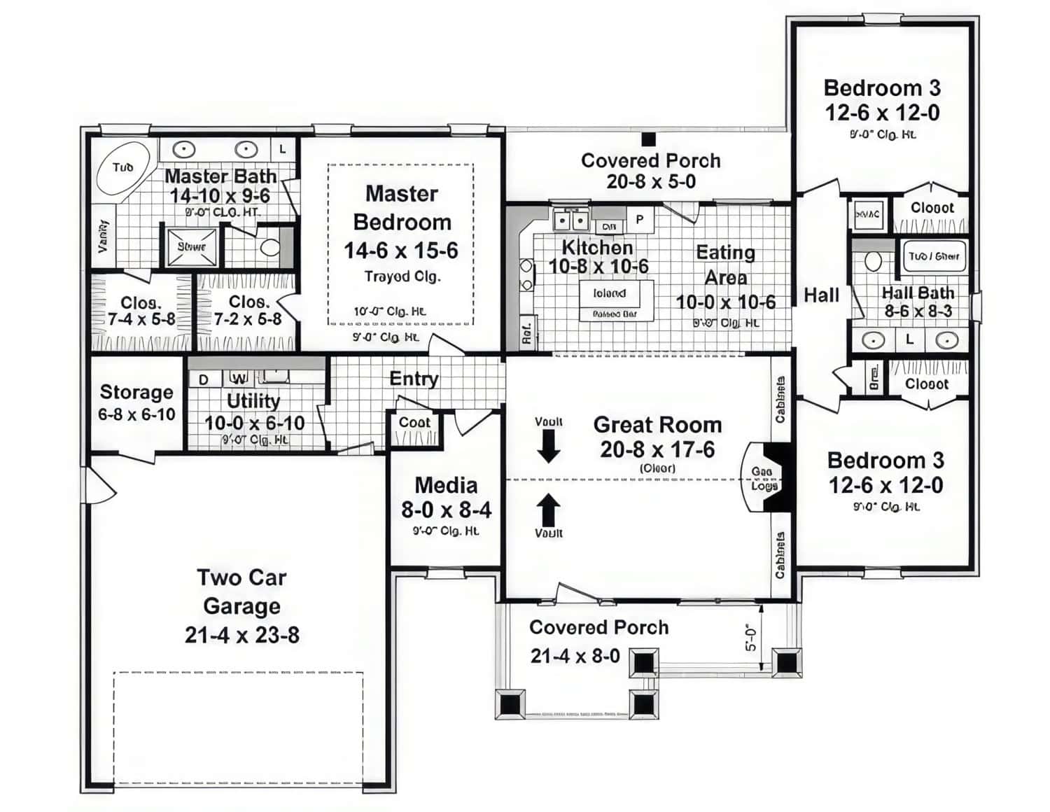 Cottage House Plan - 3 Bedrms, 2 Baths - 1853 Sq Ft - #141-1397