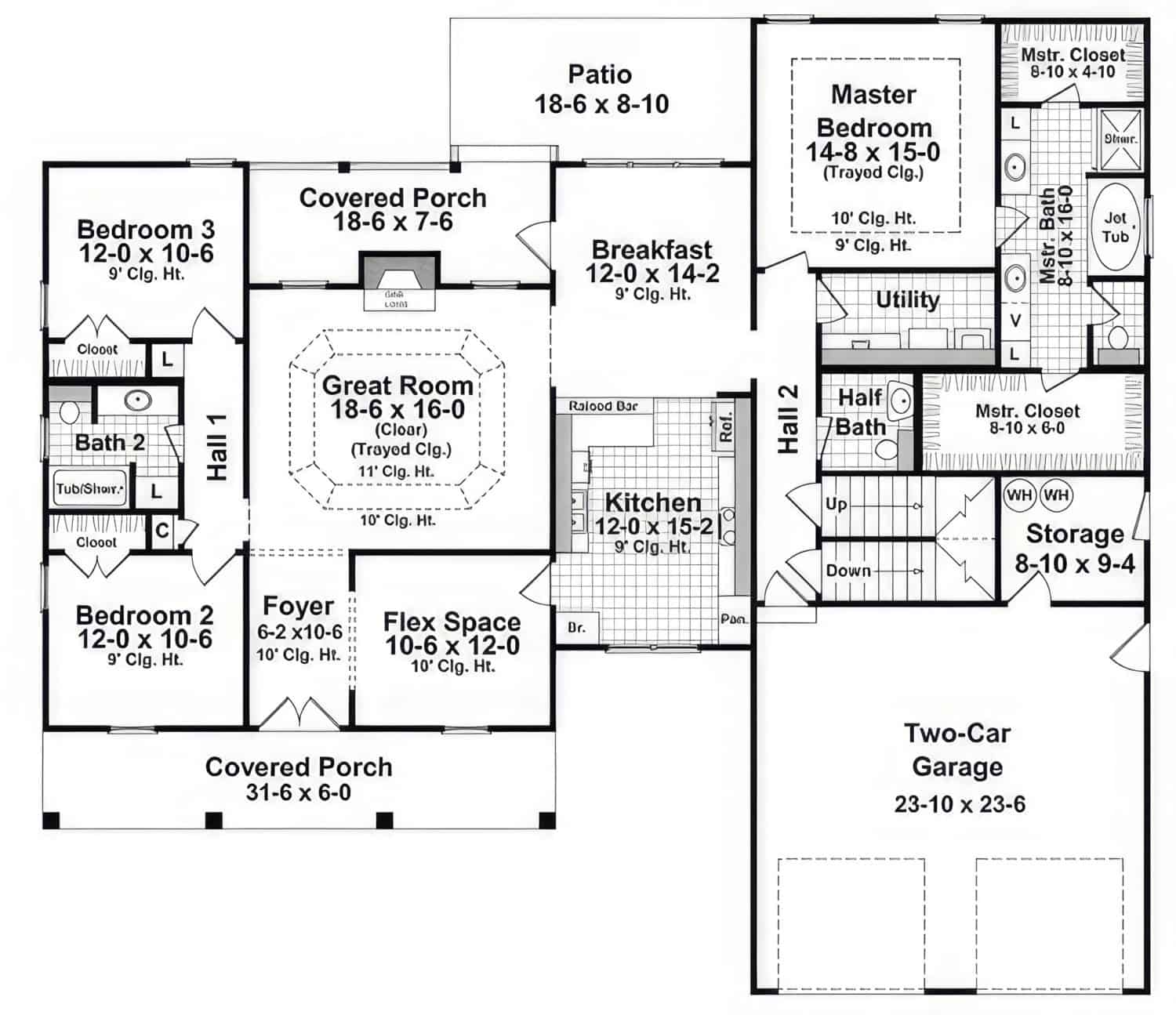 European Home Plan - 3 Bedrms, 2.5 Baths - 2060 Sq Ft - #141-1406