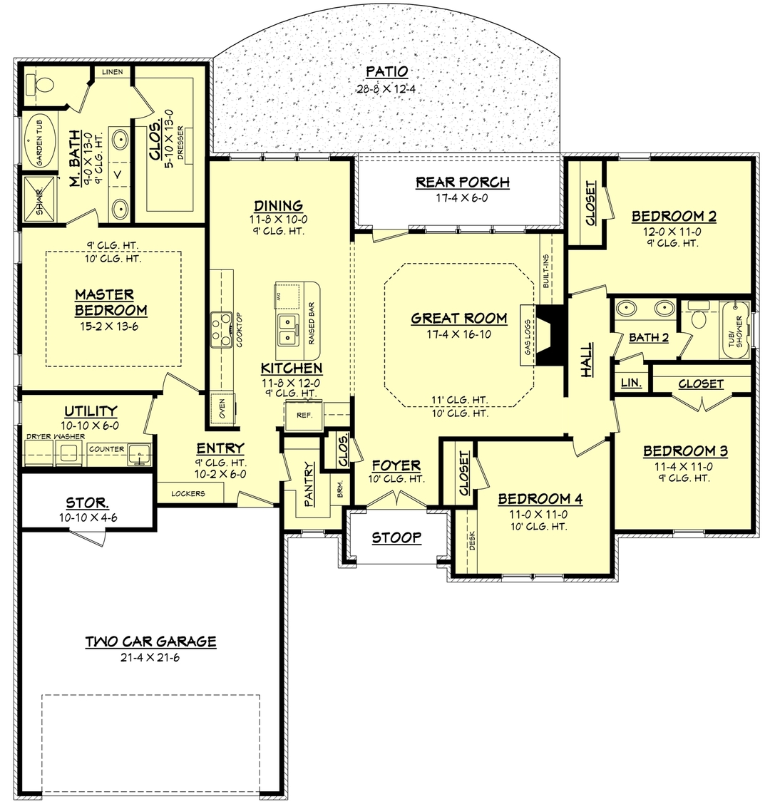 House Plan #142-1087: 4 Bdrm, 1,875 Sq Ft Traditional Home ...