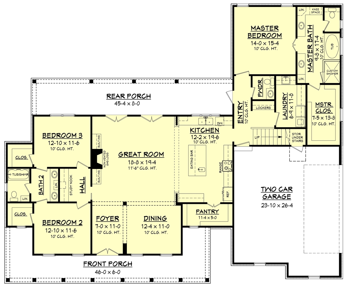 Transitional Modern Farmhouse Plan with Porch - 3 Bed, 2.5 Bath