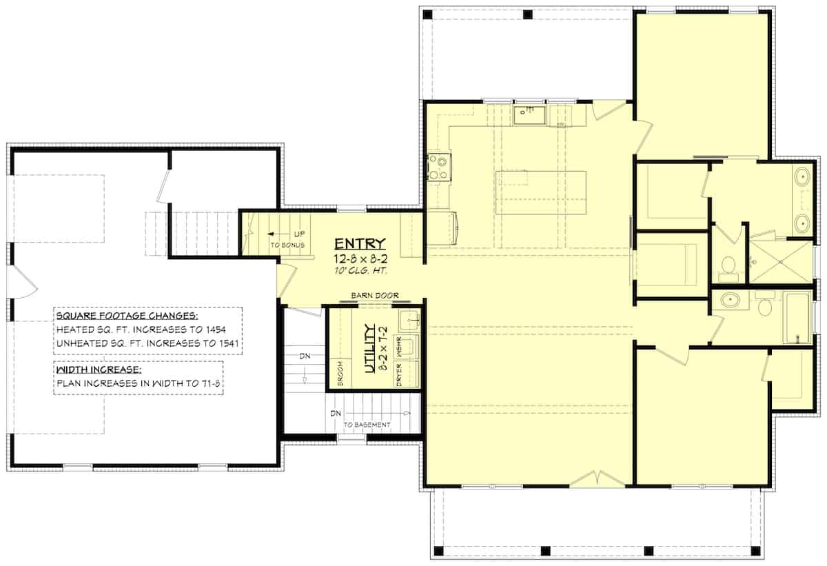 Small Modern Farmhouse Plan - 2 Bed, 2 Bath, 1448 Sq Ft - #142-1265