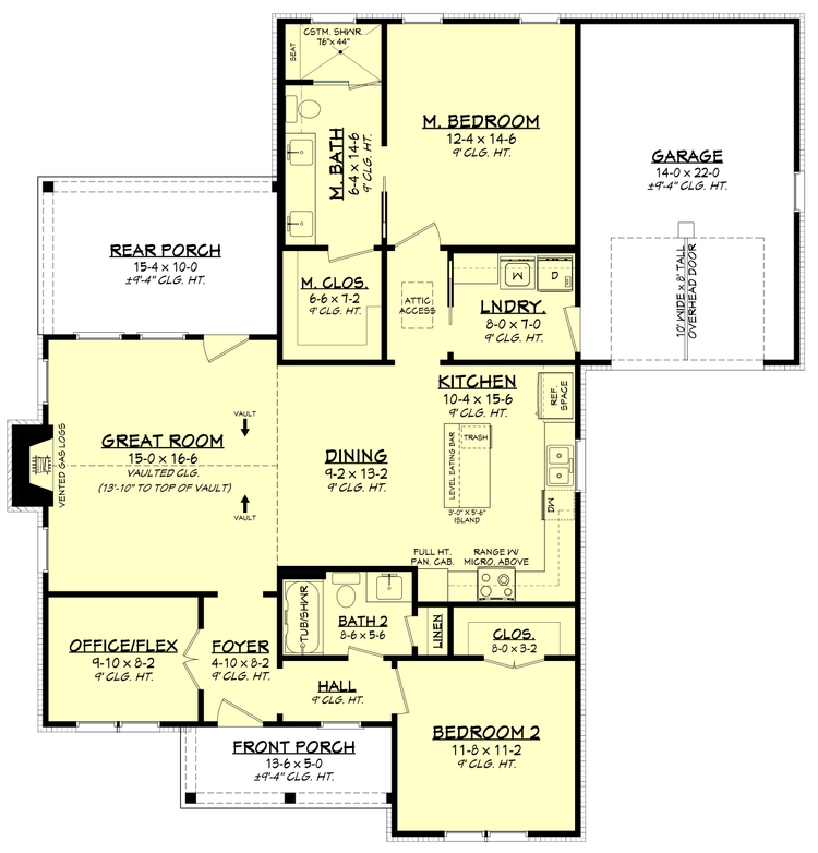 Country House Plan - 2 Bedrms, 2 Baths - 1400 Sq Ft - #142-1543