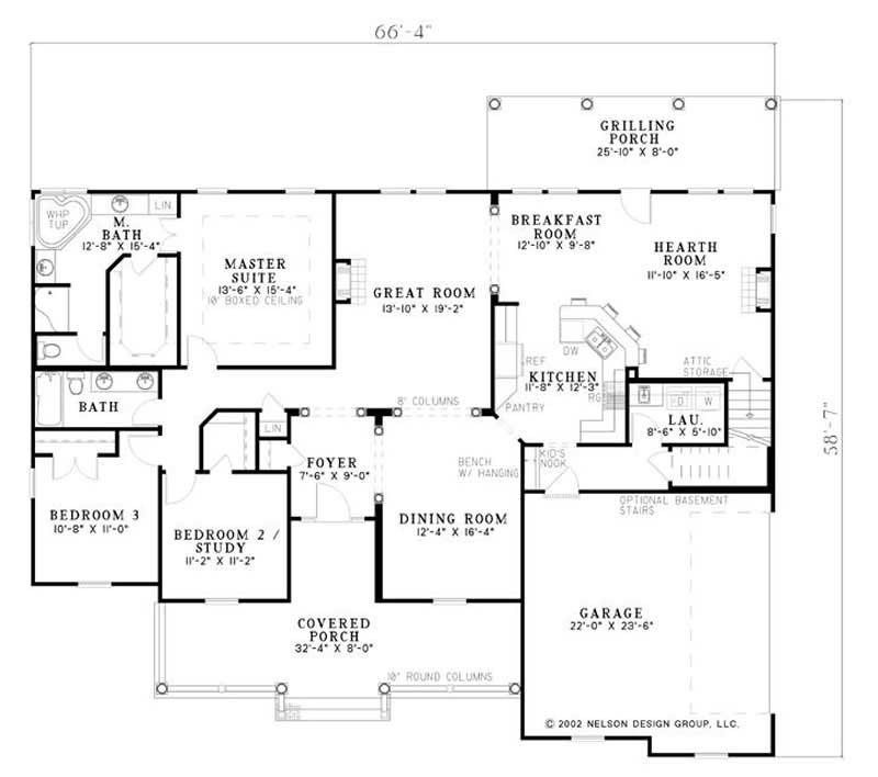 Ranch House Plan - 3 Bedrms, 2 Baths - 2163 Sq Ft - #153-1394