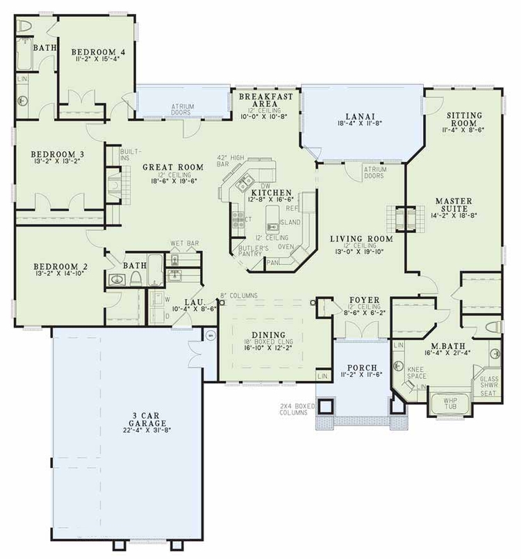 4 Bedroom Ranch House Plan # 153-1573 | ThePlanCollection